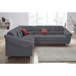 Sit & More Ecksofa SIT & MORE "Salsa L-Form", grau (dunkelgrau), B:264cm H:86cm T:244cm, Bedruckte Microfaser (100% Polyester);Luxus-Microfaser ALTARA NUBUCK (100% Polyester);Struktur (100% Polypropylen), Sofas, Ecksofa, mit Federkern, wahlweise mit Bettfunktion