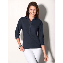 Poloshirt Casual Looks "Poloshirt", Damen, Gr. 42, blau (marine), 50% Baumwolle, 50% Modal, unifarben, ohne Ausschnitt, Shirts Poloshirt