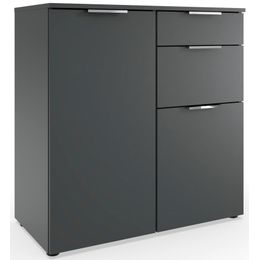 Kombikommode wimex "Level by fresh to go", grau (graphit), B:81cm H:84cm T:41cm, Holzwerkstoff, Sideboards, Kombikommode, 2-t&uuml;rig, mit 2 Schubladen und soft-close Funktion, 81cm breit