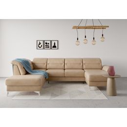 Sit & More Wohnlandschaft SIT & MORE "Sinatra U-Form", braun (macchiato), B:326cm H:85cm T:220cm, 100% Polyester, Sofas, Wohnlandschaft, optional mit Kopfteilverstellung und Armteilfunktion etc.