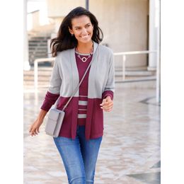 Strickjacke Casual Looks, Damen, Gr. 54, rosa (malve, steingrau, gemustert), 50% Baumwolle, 50% Polyacryl, gemustert, mehrfarbig, Strickjacken Strickjacke