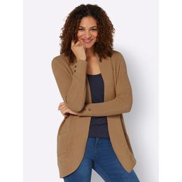 Strickjacke Casual Looks, Damen, Gr. 48, braun (camel), 50% Baumwolle, 50% Polyacryl, unifarben, Strickjacken Strickjacke
