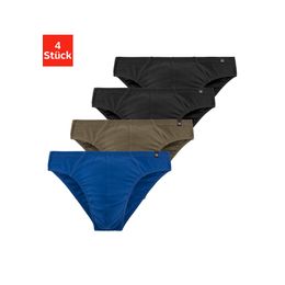 Slip Le Jogger, Herren, Gr. XXL (8), 4 Stk., bunt (blau, olivgr&uuml;n, schwarz, schwarz), Jersey, Obermaterial: 95% Baumwolle, 5% Elasthan, unifarben, k&ouml;rpernah, Unterhosen Slip, schmaler Bund mit Markenlabel