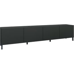 borchardt M&ouml;bel Lowboard BORCHARDT M&Ouml;BEL "Sophia, TV-Schrank mit Metallf&uuml;&szlig;en", schwarz matt, B:200cm H:45cm T:35cm, Holzwerkstoff, Sideboards, Lowboard, Metallf&uuml;&szlig;e, grifflose Optik