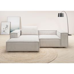 Ecksofa Home Affaire "Watertown, kompakte L-Form, 246 cm breite f&uuml;r kleinere R&auml;ume", wei&szlig;, B:246cm H:68cm T:171cm, 95% Polyester, 5% Nylon, Sofas, Ecksofa, modernes Ecksofa mit Feincordbezug, platzsparend & bequem