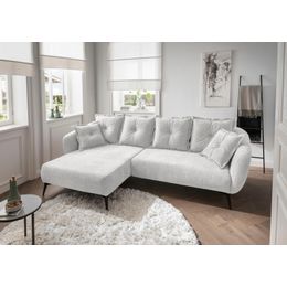Ecksofa Home Affaire "Baggio Stellma&szlig;e 277/162 cm, modern & elegant, hoher Fu&szlig;", wei&szlig;, B:277cm T:162cm, 100% Polyester, Sofas, Ecksofa, L-Form, schwarze Metallf&uuml;&szlig;e