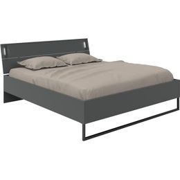 Futonbett wimex "Tilburg in verschiedenen Breiten erh&auml;ltlich, inkl. LED Beleuchtung", schwarz (grafit, absetzung schwarz, grafit, absetzung schwarz, grafit, absetzung schwarz), B:188cm H:93cm L:210cm, Betten, Futonbett, Bett mit Metallkufe