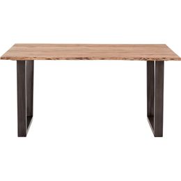 Esstisch MCA LIVING "Calabria", braun (akazie natur, antik gewischt, akazie natur), B:160cm H:78cm T:90cm, 100% Akazie, Tische, Esstisch, Massivholz mit Baumkante