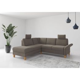 Ecksofa Home Affaire "Rochelle, L-Form", braun (schlamm), B:240cm H:90cm T:216cm, 100% Polyester, Sofas, Ecksofa, wahlweise mit Armteilverstellung, Bettfunktion und Bettkasten