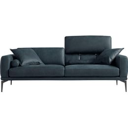 2,5-Sitzer Egoitaliano "Masu, Designsofa mit erstklassigem Sitzkomfort", grau (smoke), B:218cm H:95cm T:97cm, Leder &raquo;BULL&laquo; (echtes Rindsleder). Geschliffenes, pigmentiertes und behandeltes Rindsleder mit einer Dicke von 1, 3-1, 5 mm. Dieses Leder zeigt eine ziemlich weiche Hand mit einem halb undurchsichtigen Aussehen. Es handelt sich um ein gesch&uuml;tztes Leder. Eine leichte Deckschicht sch&uuml;tzt sie 