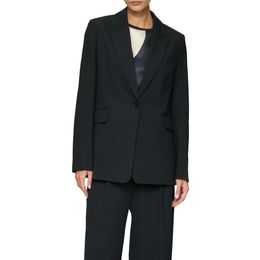 Longblazer s.Oliver BLACK LABEL, Damen, Gr. 36, blau, Web, Obermaterial: 47% Polyester, 47% Viskose, 6% Elasthan. Futter: 100% Polyester, regular fit h&uuml;ftbedeckend, mit Kn&ouml;pfen, Blazer Longblazer, im eleganten Look