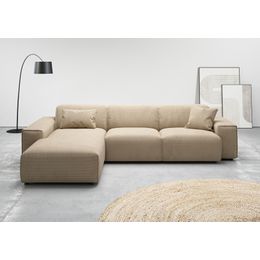 Ecksofa Home Affaire "Glimminge auch in Breitcord, Feincord, Boucl&eacute; + Easy care-Bezug", beige (sand), B:294cm H:71cm T:191cm, 95% Polyester, 5% Nylon, Sofas, Ecksofa, L-Form, Breite 294, Zierkissen