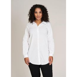 Blusenshirt SANDGAARD "Stockholm", Damen, Gr. 46, wei&szlig;, Stoff, Obermaterial: 98% Baumwolle, 2% Elasthan, unifarben, loose fit h&uuml;ftbedeckend, V-Ausschnitt, Shirts Blusenshirt, in extra langer Form und mit Elasthan