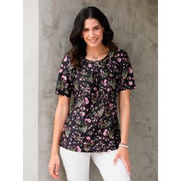 Print-Shirt Inspirationen "Tunikashirt", Damen, Gr. 44, bunt (schwarz, ros&eacute;, bedruckt), 95% Polyester, 5% Elasthan, bedruckt, gebl&uuml;mt, gemustert, mehrfarbig, Rundhals, Shirts Print-Shirt