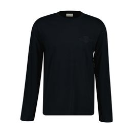 Longsleeve Gant "TONAL SHIELD", Herren, Gr. M, schwarz, Jersey, Obermaterial: 100% Baumwolle, regular fit, Rundhals, Shirts Longsleeve, basic, Rundhals, regular fit, unifarben