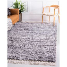 Hochflor-Teppich "Top Shag, LAGERR&Auml;UMUNG", grau (grau, elfenbeinfarben), B:122cm H:32mm L:183cm, Polypropylen (PP), MyFlair M&Ouml;BEL & ACCESSOIRES, Teppiche, Hochflor-Teppich, gewebt, melierte Optik, weich & kuschelig, mit Fransen