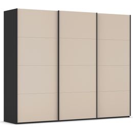 Schwebet&uuml;renschrank Rauch "Kleiderschrank Schrank Garderobe Schlafzimmerschrank SCALE-FYRA", beige (schwarz, glas champagner matt, griffleisten schwarz), B:271cm H:223cm T:68cm, Holzwerkstoff, Schr&auml;nke, Schwebet&uuml;renschrank, edle viergeteilte T&uuml;ren mit Glas-Front viele Farben MADE IN GERMANY