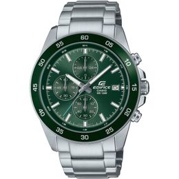 Chronograph CASIO EDIFICE, silber (gr&uuml;n, edelstahlfarben), Armbanduhren, Herren, Chronograph, Quarzuhr,Armbanduhr,Herrenuhr, bis 10 bar wasserdicht, Edeltahlarmband