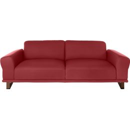 2,5-Sitzer W.Schillig "montanaa", rot (ruby rot z59), B:232cm H:78cm T:94cm, Sofas, 2 5-Sitzer, mit Metallkufen in Bronze pulverbeschichtet, Breite 232 cm