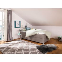 Boxbett Home Affaire "Alexis", braun (hellbraun), B:90cm L:200cm, Struktur fein (100% Polyester), Komplettbetten, Boxbett, ohne Kopfteil - ideal f&uuml;r R&auml;ume mit Dachschr&auml;gen; in 4 Breiten