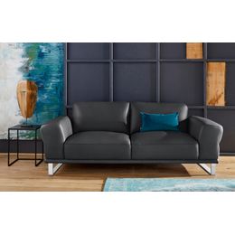 2,5-Sitzer W.Schillig "montanaa", schwarz (schwarz z59), B:212cm H:78cm T:94cm, Sofas, 2 5-Sitzer, mit Metallkufen in Chrom gl&auml;nzend, Breite 212 cm