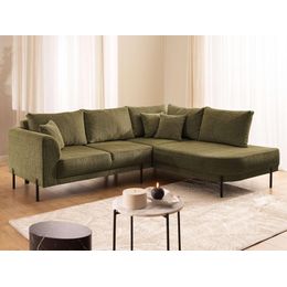Ecksofa Home Affaire "NELLIA L-Form mit Ottomane rechts oder links bestellbar, Breite 231 cm", gr&uuml;n, B:231cm H:83cm T:198cm, 100% Polyester, Sofas, Ecksofa, enth&auml;lt 5 R&uuml;ckenkissen, angenehmen Sitzkomfort, belastbar bis 480kg