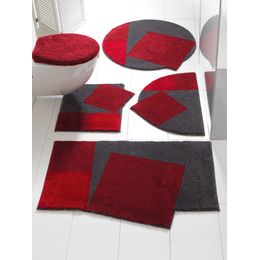 Badematte Grund Gr. 5, rot (rot, grau), rechteckig (80cm x 150cm ), 1 Stk., Badematten, Badematte
