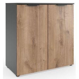 Kommode wimex "Level by fresh to go", schwarz (front plankeneiche nachbildung, korpus graphit), B:81cm H:92cm T:41cm, Holzwerkstoff, Sideboards, Kommode, 2-t&uuml;rig mit soft-close Funktion, 81cm breit, 92cm hoch