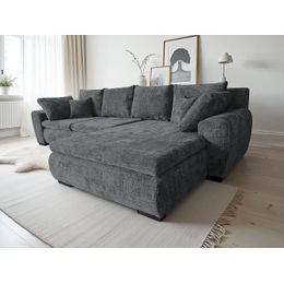 Ecksofa Home Affaire "Cara Mia L-Form, B: 325 cm - OTTO. Verl&auml;ssliche Qualit&auml;t.", dunkelgrau, B:325cm H:87cm T:183cm, Luxus-Microfaser Vintageoptik (100% Polyester);Microfaser Antiklederoptik (100% Polyester), Sofas, Ecksofa, mit 4 Zierkissen, optional Bettfunktion & Bettkasten