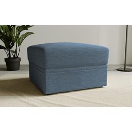 Polsterhocker Home Affaire "Lavars Schlafsofa", blau, B:70cm H:46cm T:70cm, 53% strukturiertes Polyester, 47% Polyester, Hocker, Polsterhocker, mit Bonellfedern, mit Stauraum, in zwei Bezugsqualit&auml;ten