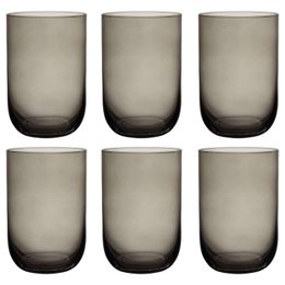 Longdrinkglas "Longdrinkbecher Like Glass 385 ml 6er Set", grau (smoke), 6 tlg., Glas, LIKE. BY VILLEROY & BOCH, Trinkgef&auml;&szlig;e, Longdrinkglas