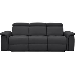 3-Sitzer Home Affaire "Pareli 229cm, manuelle u. elektr. Relaxfunktion in 2 Sitzen", schwarz, B:229cm H:98cm T:142cm, Echtleder/Kunstleder, Sofas, 3-Sitzer, USB, KT-Verstellung, LED Beleuchtung, in Echtleder, Kunstleder, Web