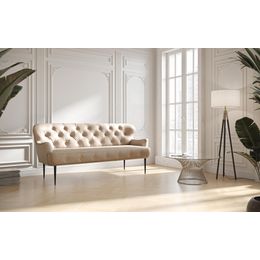 3-Sitzer Home Affaire "Amber", beige, B:193cm H:97cm T:87cm, 100% Polyester, Sofas, 3-Sitzer, mit Knopfheftung,in verschieden Stoffarten