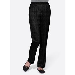 Schlupfhose Classic Basics, Damen, Gr. 46, Normalgr&ouml;&szlig;en, schwarz (schwarz, gemustert), 100% Polyester, gemustert, lang, Hosen Schlupfhose