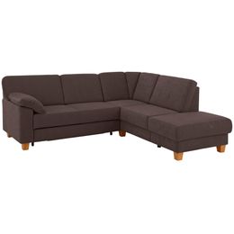 Ecksofa Home Affaire "Belfort L-Form", braun (dunkelbraun), B:243cm H:88cm T:91cm, Struktur fein ( 100% Polyester);Luxus-Microfaser ALTARA NUBUCK (100% Polyester);Luxus-Microfaser Vintageoptik(100% Polyester), Sofas, Ecksofa, mit Federkern, wahlweise mit Bettfunktion und Stauraum