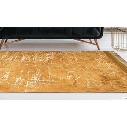 Teppich Padiro "Dolce Vita 225", gold, B:160cm H:10mm L:230cm, Viskose, Teppiche, Teppich, Modern bedrucktes Unikat, Trendige Verwaschung