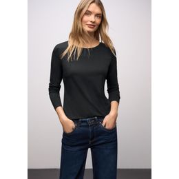 Rundhalsshirt Street One, Damen, Gr. 46, schwarz, Jersey, Obermaterial: 50% Baumwolle, 50% Modal, unifarben, tailliert h&uuml;ftbedeckend, Rundhals, Shirts Rundhalsshirt, unifarben