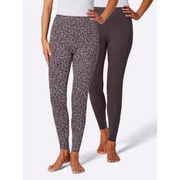 Leggings, Damen, Gr. 18/19, Kurzgr&ouml;&szlig;en, grau (taupe), 95% Baumwolle, 5% Elasthan, unifarben, Hosen Leggings