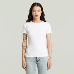 G-Star Raw T-Shirt G-STAR "Slim Rib Wmn", Damen, Gr. S, wei&szlig;, Single Jersey, Obermaterial: 98% Baumwolle, 2% Elasthan, unifarben, slim fit h&uuml;ftlang, Rundhals, abgesteppte Kante, Shirts T-Shirt, in Rundhalsform