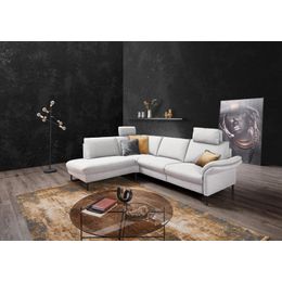 Ecksofa Home Affaire "Sarsina: mit Tonnentaschen-Federkern, perfekt zum Entspannen L-Form", grau, B:265cm H:85cm T:223cm, 94% Polyester, 6% Nylon, Sofas, Ecksofa, inklusive 2 motorischen Relaxfunktionen mit Herz-Waage-Beschlag