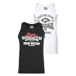 Tanktop Lonsdale "BIGGIN", Herren, Gr. XXL (54), schwarz-wei&szlig; (wei&szlig;, schwarz), Single Jersey, Obermaterial: 100% Baumwolle, unifarben, schmal, Rundhals, Tops Tanktop, Topseller