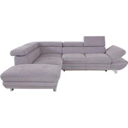 Ecksofa COTTA "Enterprise L-Form", grau, B:273cm H:72cm T:237cm, Struktur (100% Polyester );Chenille (90% Polyester; 10% Polyamid ), Sofas, Ecksofa, mit Arm- & Kopfteilverstellung, wahlweise mit Bettfunktion