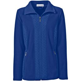 Fleecejacke Casual Looks, Damen, Gr. 36, blau (royalblau), 100% Polyester, unifarben, figurumspielend, Jacken Fleecejacke