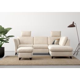 Ecksofa Home Affaire "Trelleborg L-Form", beige (creme), B:252cm H:86cm T:213cm, 100% Polyester, Sofas, Ecksofa, wahlweise mit Bettfunktion und Bettkasten, inkl. Federkern-Polsterung