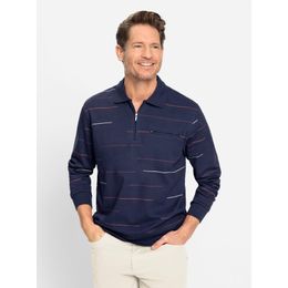 Langarm-Poloshirt Marco Donati "Sweatshirt", Herren, Gr. 48/50, blau (marine), 100% Baumwolle, gemustert, gestreift, mehrfarbig, meliert, Shirts Langarm-Poloshirt