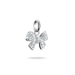 Charm-Einh&auml;nger Thomas Sabo "Charm Romantische Schleife - Connect", silber (silberfarben, kristallwei&szlig;, kristallwei&szlig;), Charms, Damen, Silber 925 (recycelt), Charm-Einh&auml;nger, mit Zirkonia (synth.)