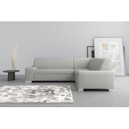 Ecksofa DOMO collection "Anzio in kubischer Formensprache, flache Armlehnen, L-Form", grau (hellgrau), B:259cm H:85cm T:191cm, Sofas, Ecksofa, Wahlweise mit Bettfunktion und Federkern f&uuml;r hohen Sitzkomfort