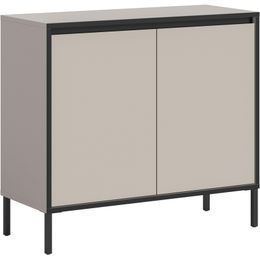 Kommode Home Affaire "NORT, H&ouml;he: 92 cm, mit Metall Stabfu&szlig;, 2 T&uuml;ren, 2 Einlegeb&ouml;den", kaschmir nachbildung, B:92cm H:83cm T:38cm, FSC-zertifizierter Holzwerkstoff, Sideboards, Kommode, Anrichte, Sideboard, Schrank, Board, Highboard