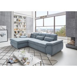 Ecksofa DIE PLANBAR "MP-IN16037 L-Form mit Kaltschaum-Polsterung", blau (ice), B:289cm H:85cm T:195cm, 100% Polyester, Sofas, Ecksofa, mit Sitztiefenverstellung & Zierkissen