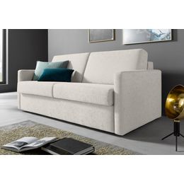 Schlafsofa Home Affaire "GOLDPOINT 182cm, Dauerschl&auml;fer, Liegefl&auml;che 140/200 cm", beige (sand), B:182cm H:85cm T:100cm, Samtoptik (100% Polyester);Struktur (100% Polyester), Sofas, Schlafsofa, 3-Sitzer mit Dauerschl&auml;fer-Funktion, Bonell-Federkernmatratze